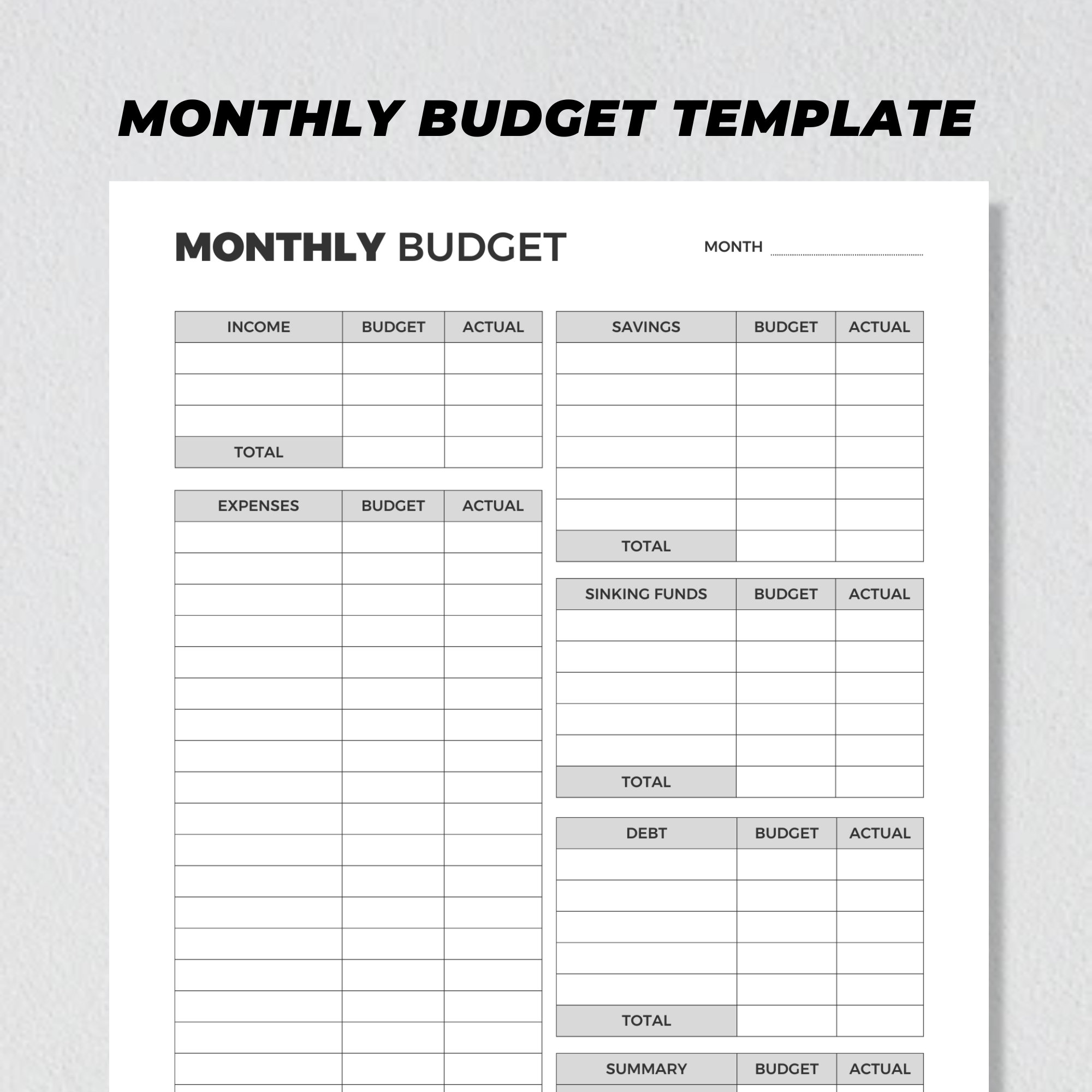 Monthly Budget Overview Template Printable Budget Binder - Etsy