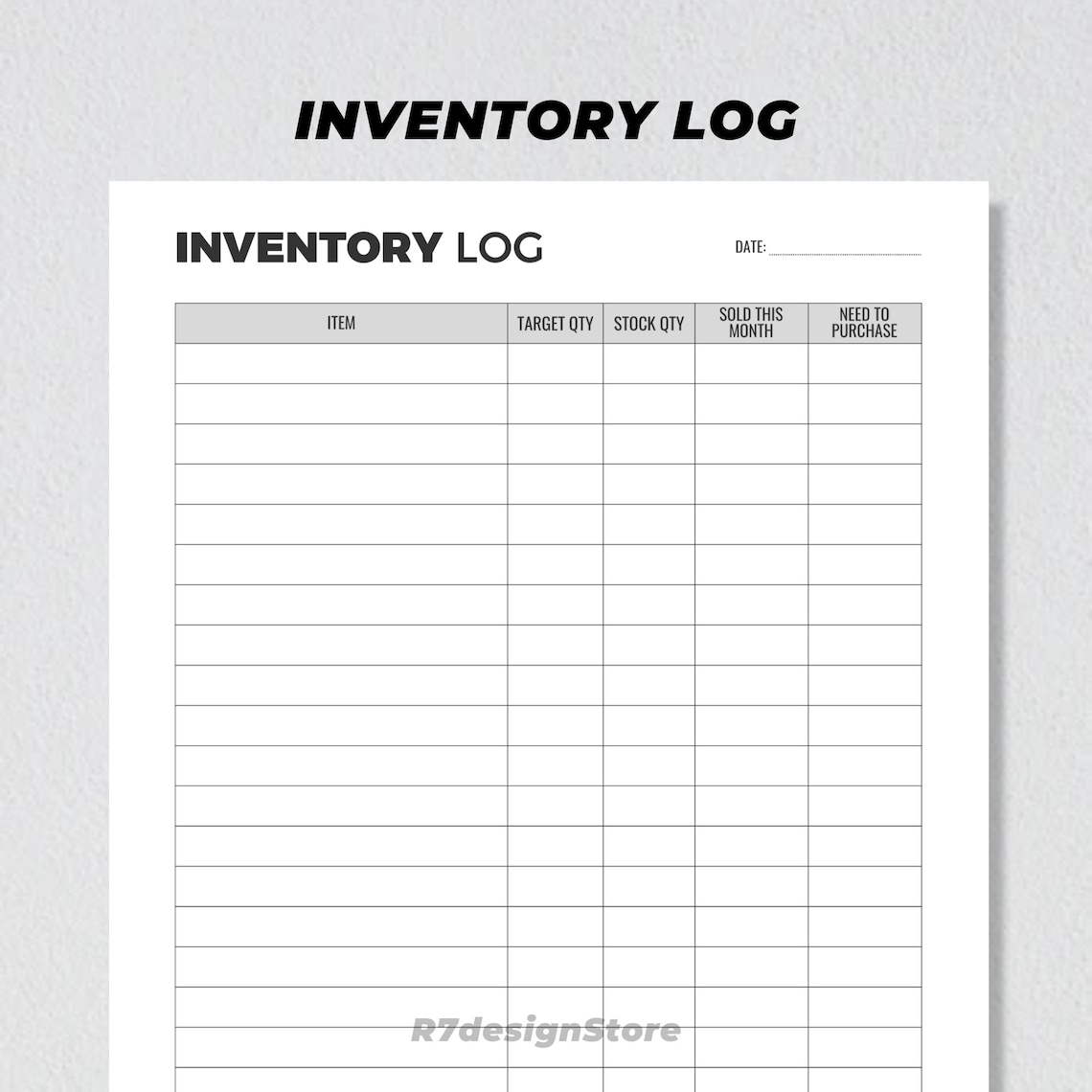 Inventory Log Printable Small Business Stock Organizer - Etsy