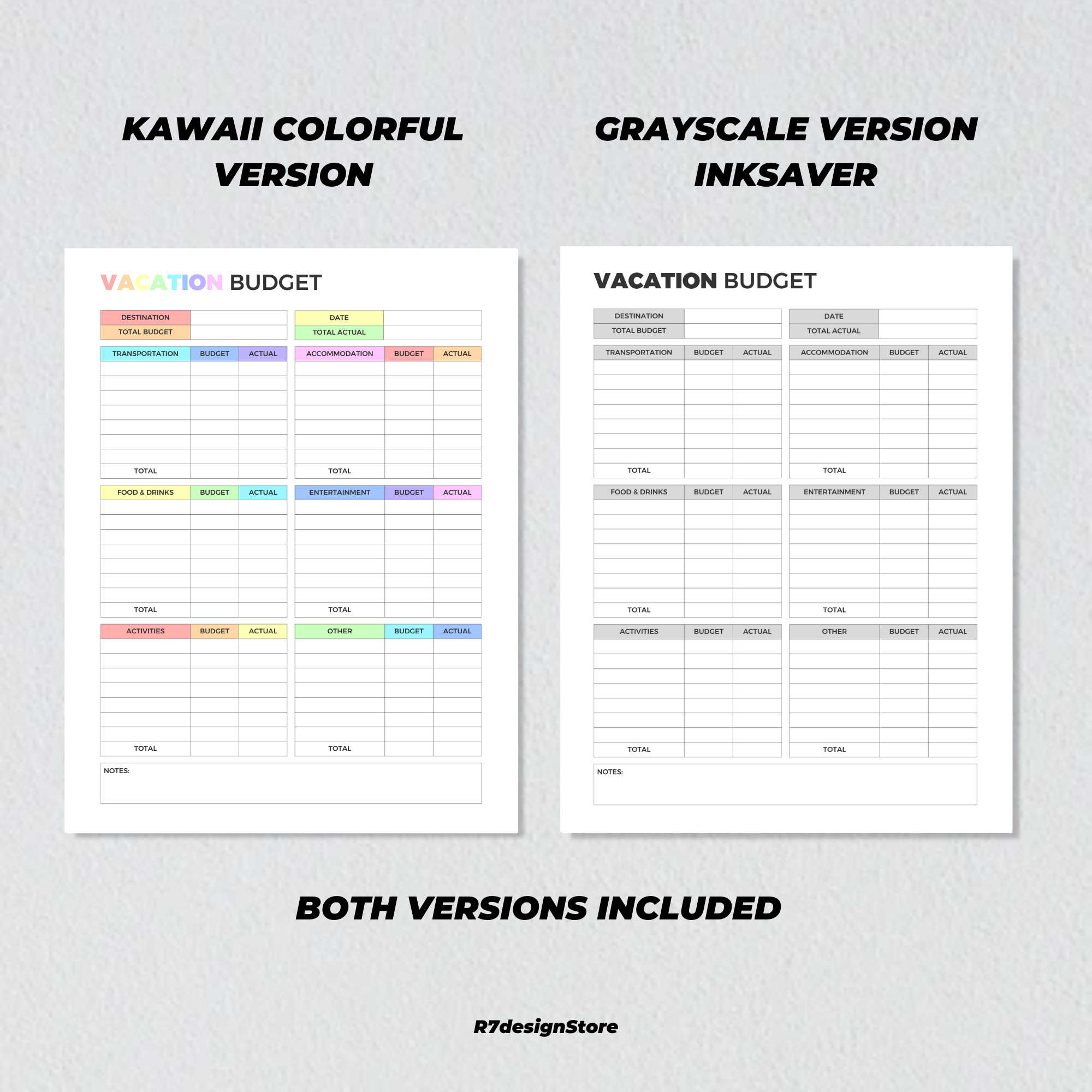 Vacation Budget Printable, Holiday Budget Planner, Travel Spending ...