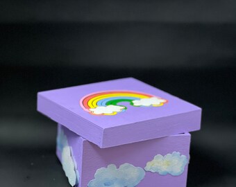 Rainbow Jewelry Box Colorful Jewelry Box Glitter Jewelry Box Black ...
