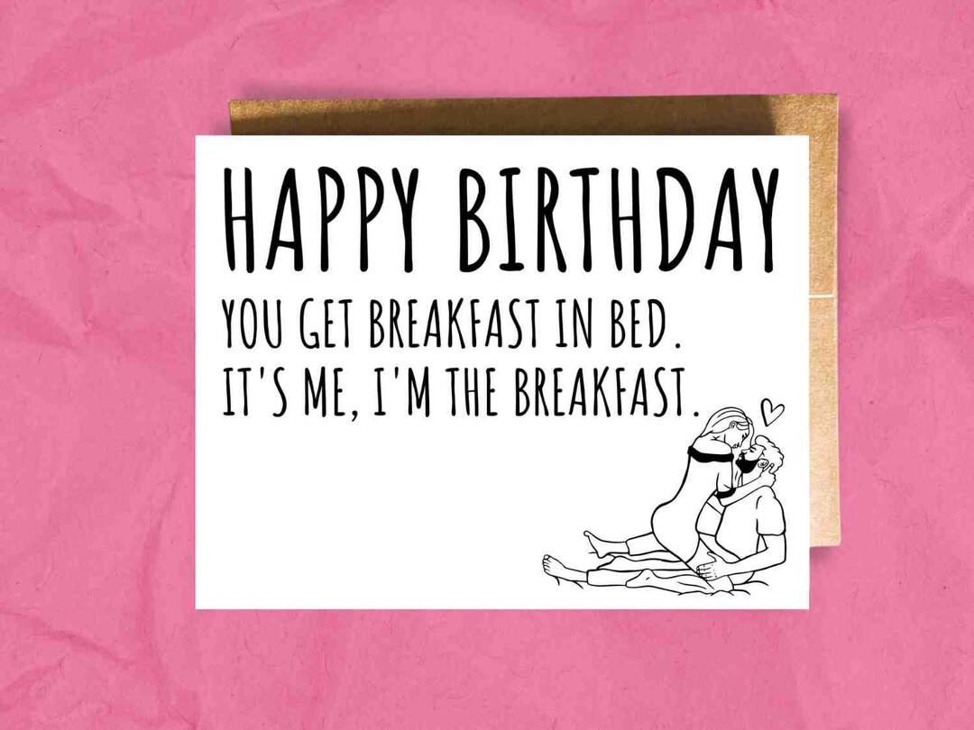 Sexy Happy Birthday Card | Breakfast in Bed Card for Him | Suggestive ...