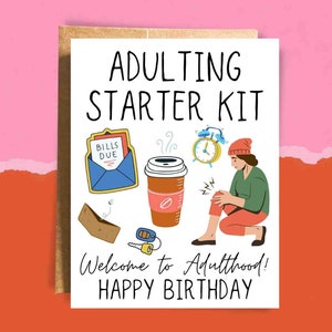 Adulthood Birthday Card | 21st Birthday Card Gift for Her | Funny 18th ...