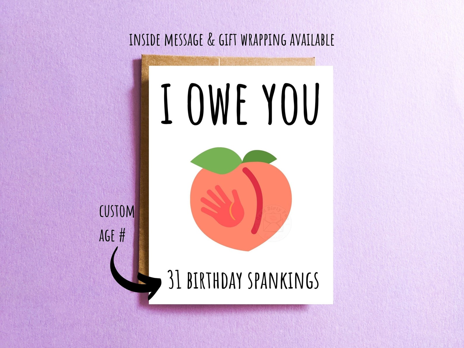 Custom Age Funny Spanking Birthday Card Sexy Happy Etsy