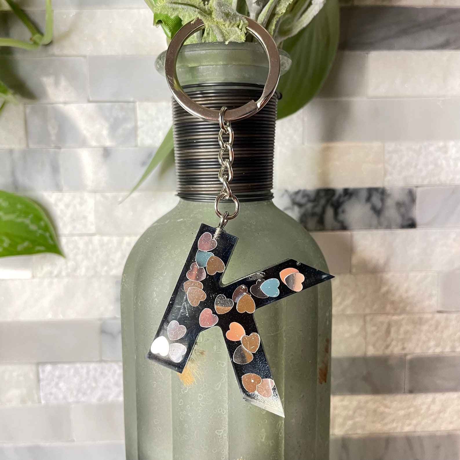 K Letter Keychain | Etsy