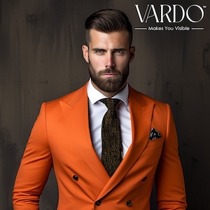 Stylish Men's Orange Double Breasted Suit - Tailored Fit, the Rising ...