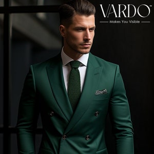 Elegant Emerald Green Double Breasted Suit for Men - Classic Style - Tailored Suit - the Rising ...