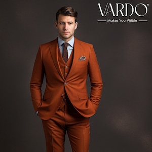 Men’s Rust 3-piece Suit – Slim Fit Wedding & Formal Outfit - Etsy