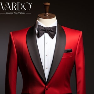 Formal Wedding Men's Red Three Piece Suit stylish Menswear Tailored ...