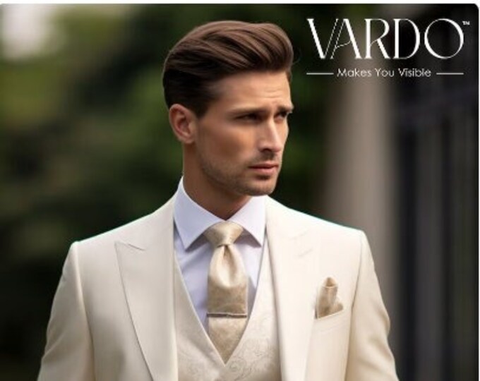 Classic Elegance: Men's Cream Tuxedo Suit - Tailored Suit-the Rising ...