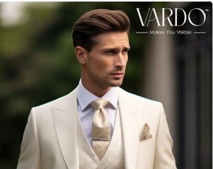 Classic Elegance: Men's Cream Tuxedo Suit - Tailored Suit-the Rising ...