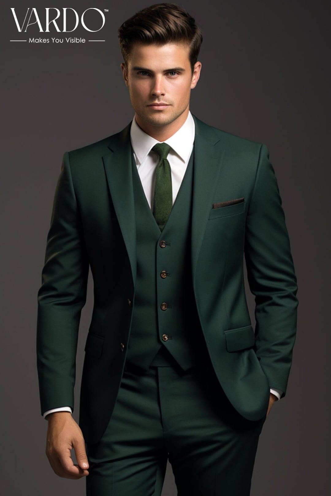Elegant Forest Green Three Piece Suit: Classic Formal Attire - Etsy UK