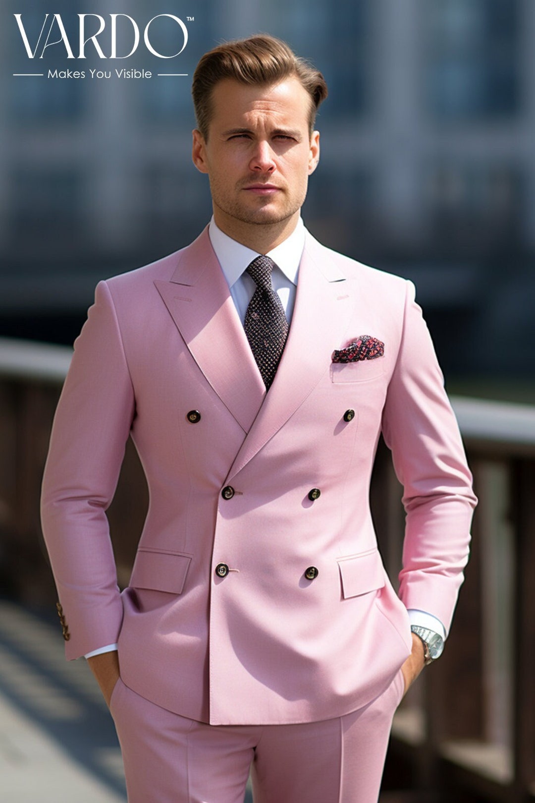 Light Pink Double Breasted Suit: Men's Tailored Groomsmen Outfit - Etsy