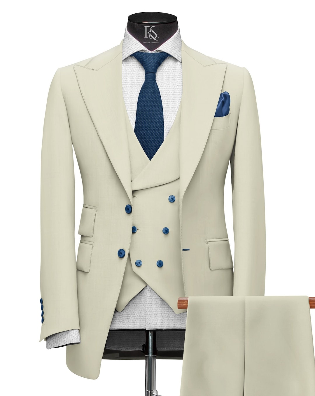 BEIGE WEDDING Three Piece Suits for Men Wedding Groom Suit Elegant ...