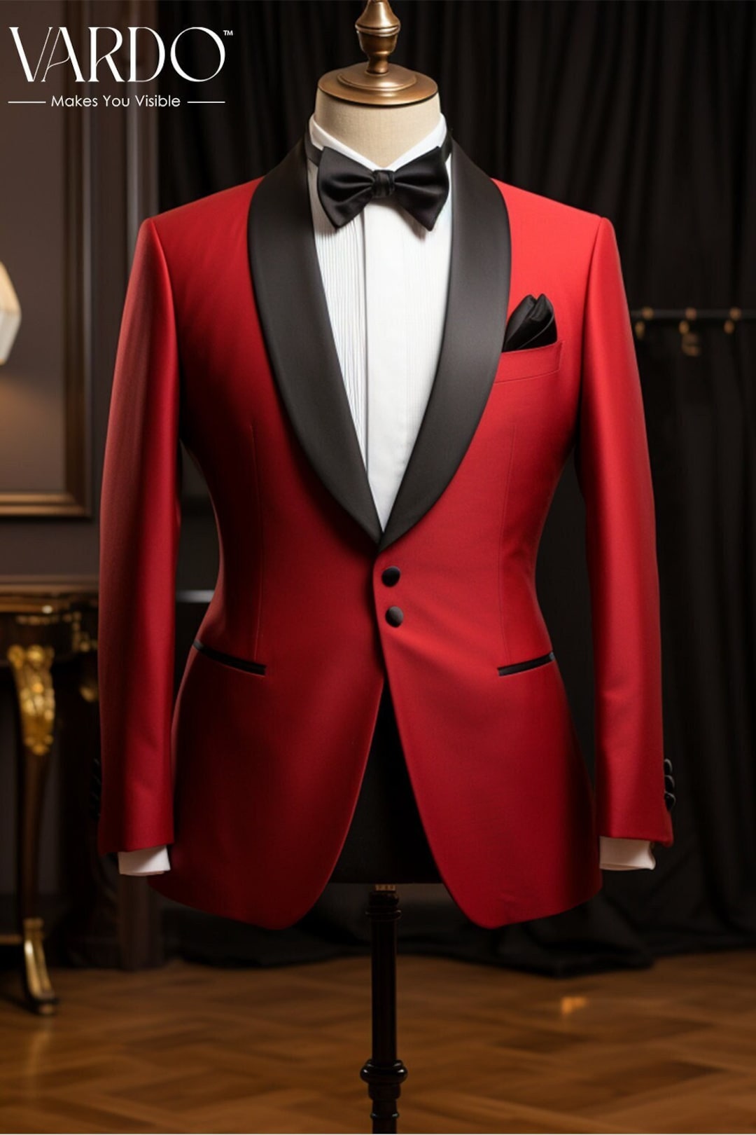Stylish Crimson Charm: Men's Classic Red Tuxedo Suit for Unforgettable ...