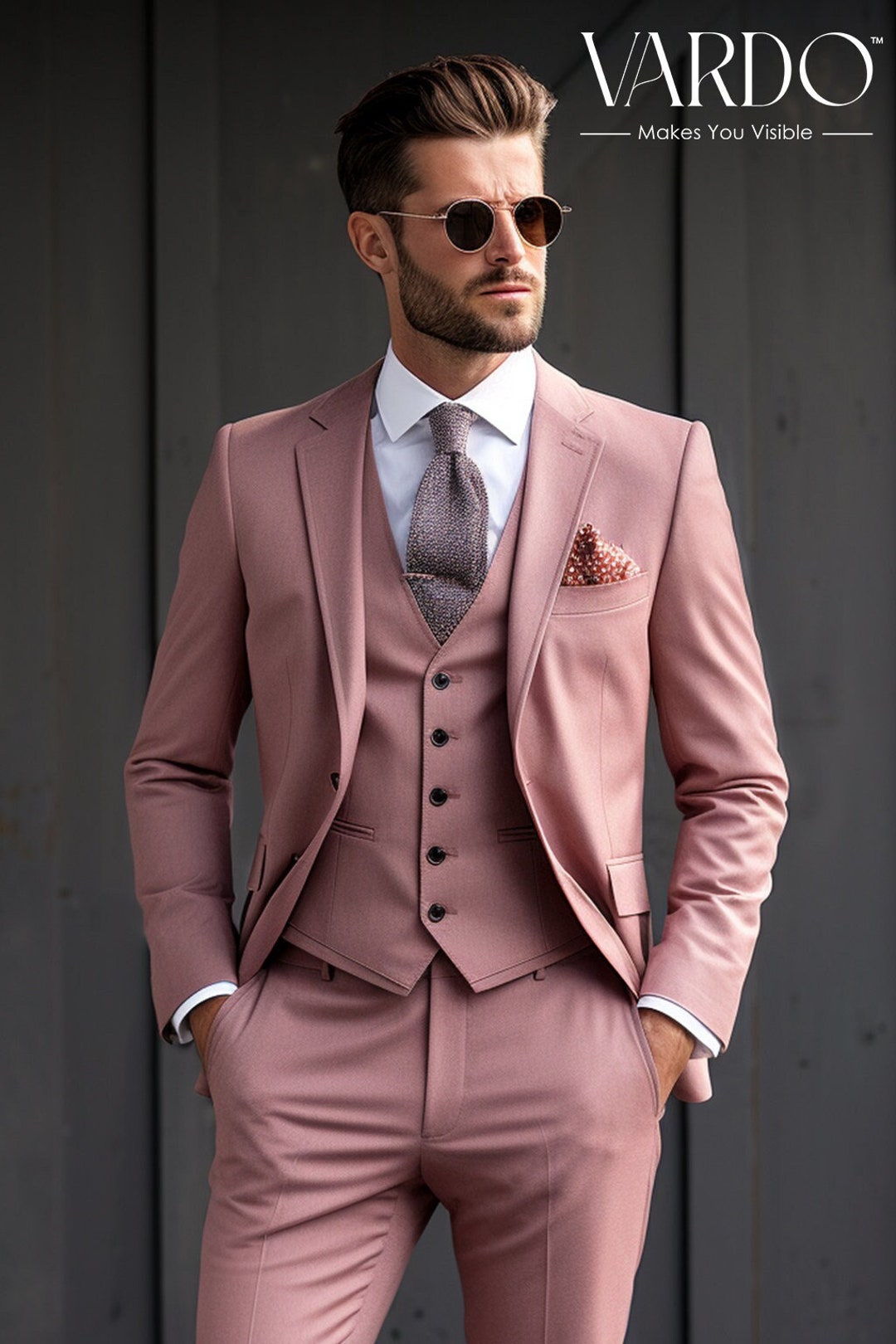 Dapper Men's Dusty Rose Three Piece Suit - Classic Wedding Attire ...