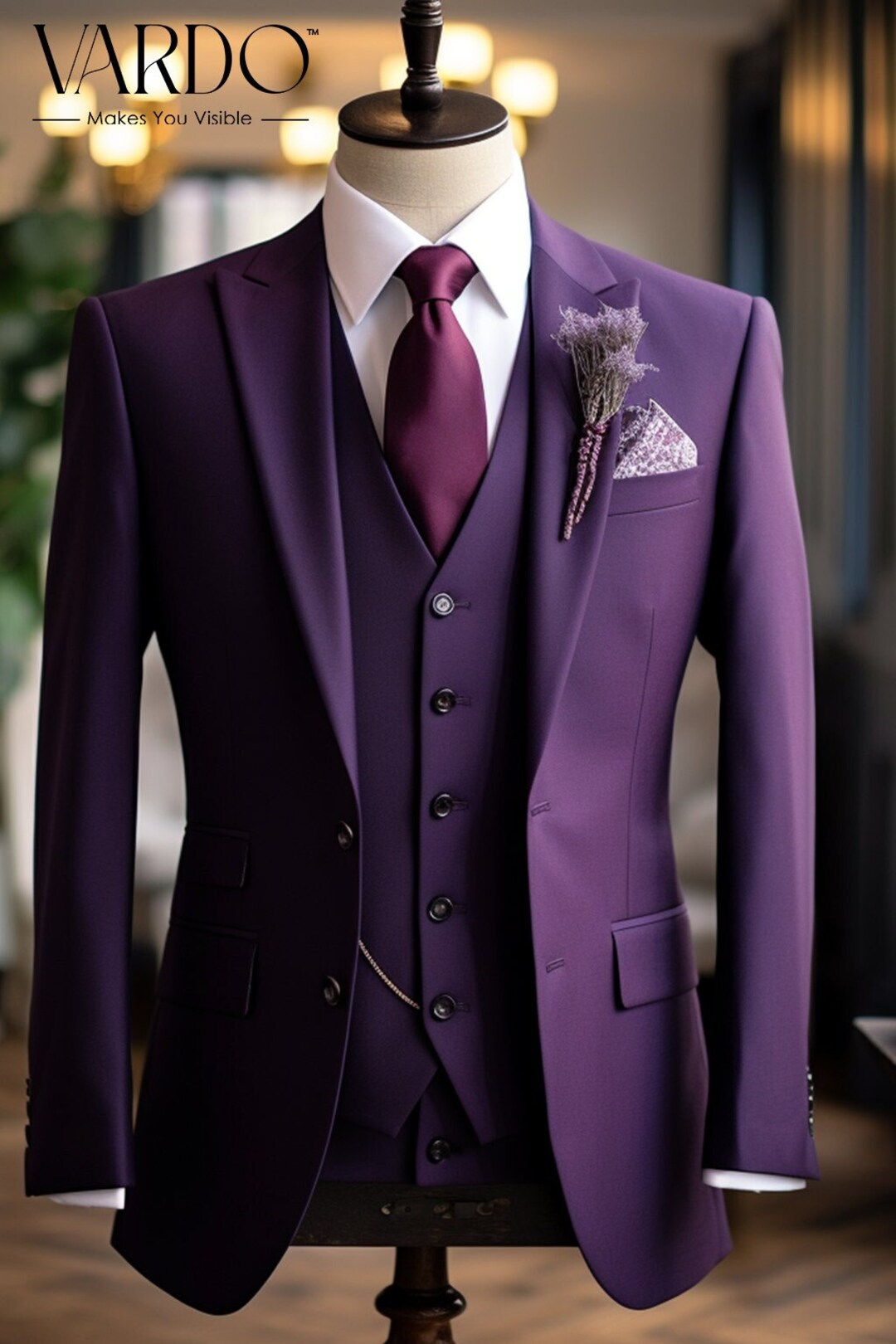 Men’s Purple 3-piece Suit for Weddings & Special Events - Etsy
