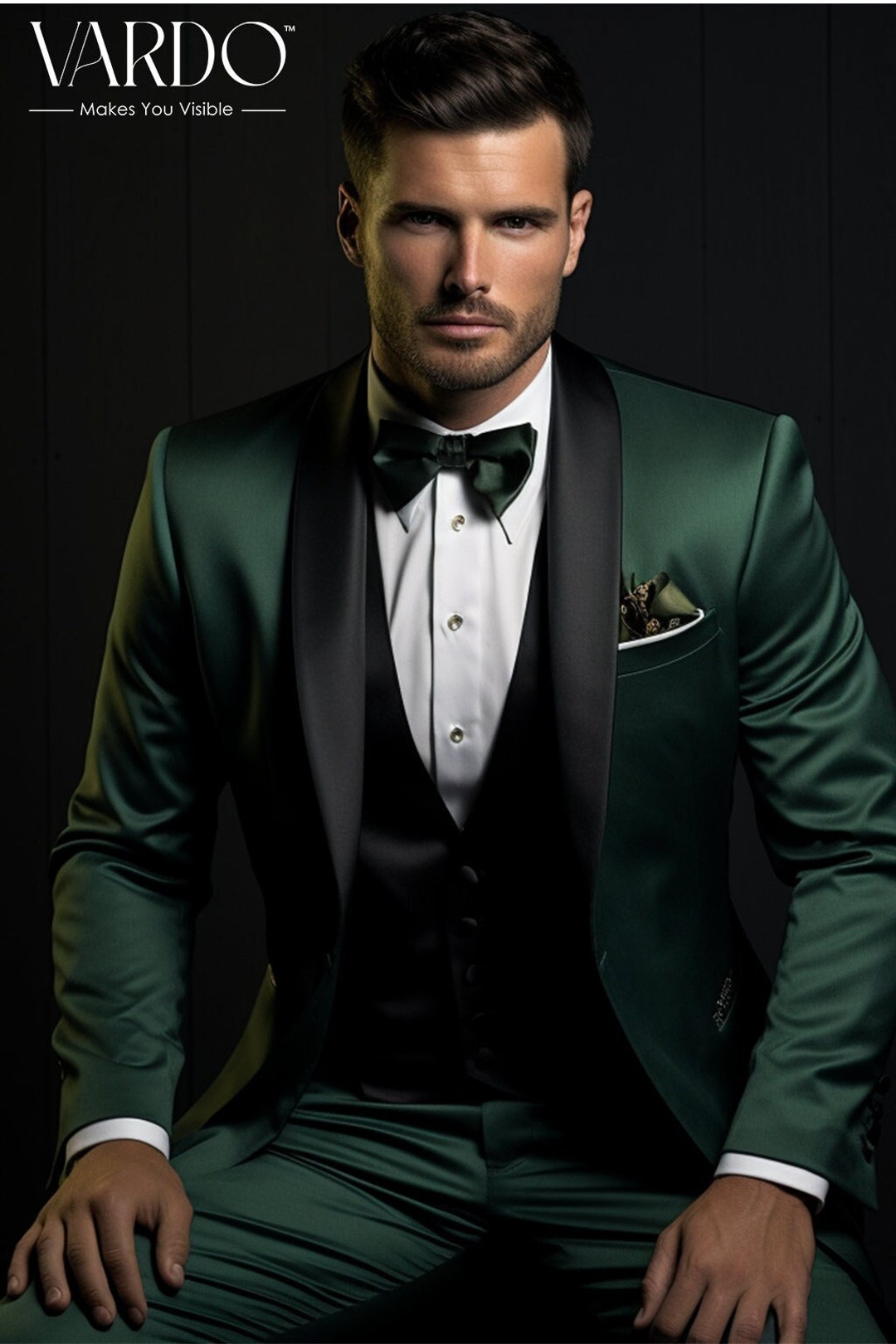 Emerald Elegance: Stylish Green Tuxedo Suit for Men - Classic Tailoring ...