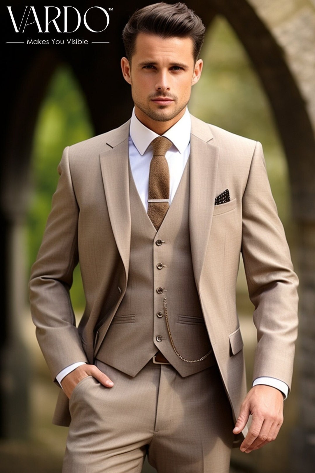 Light Brown Three Piece Suit for Men Wedding, Business, and Special ...