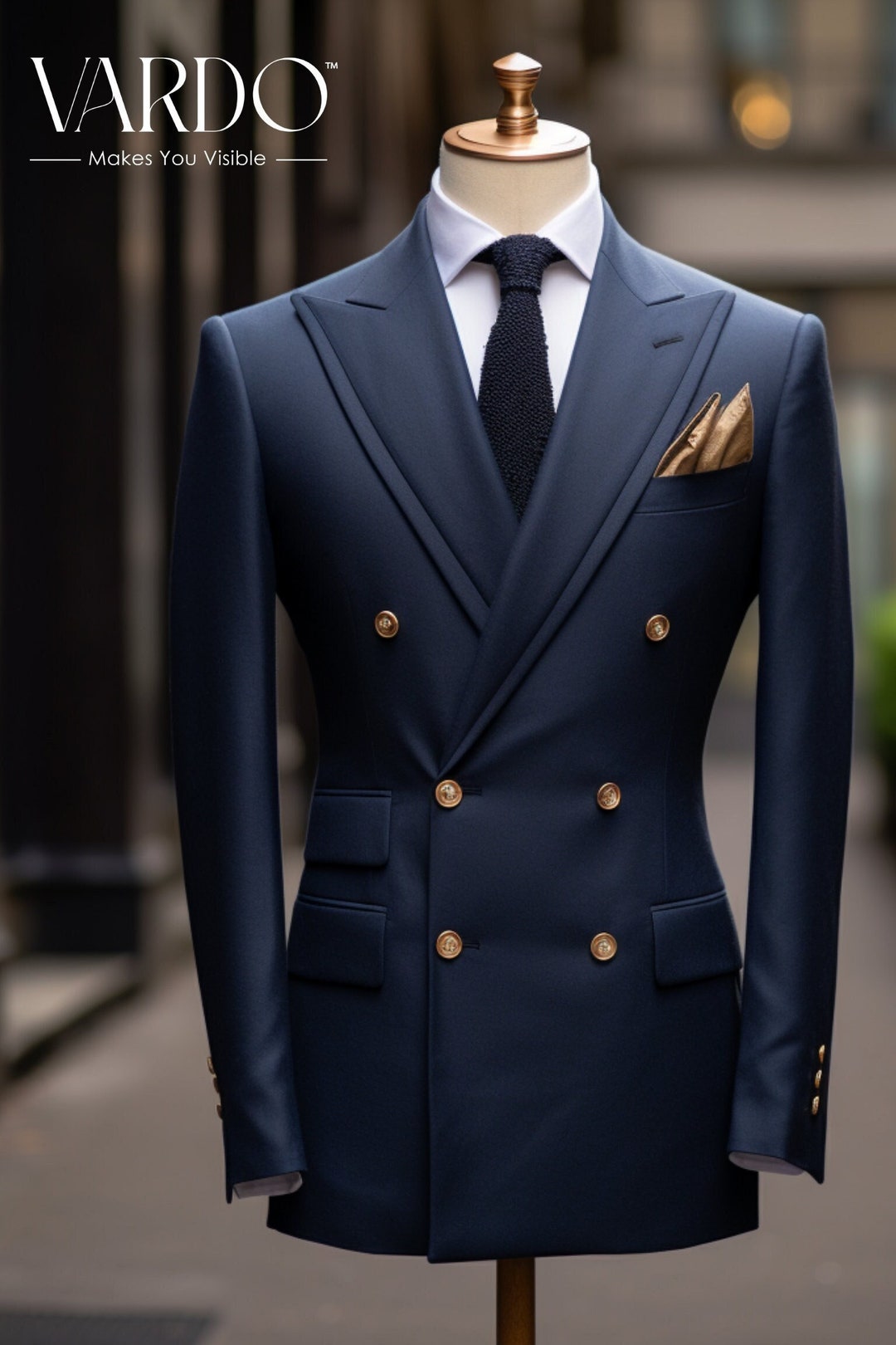 Men's Navy Blue Double-breasted Suit: Modern Fit Wedding Tuxedo - Etsy