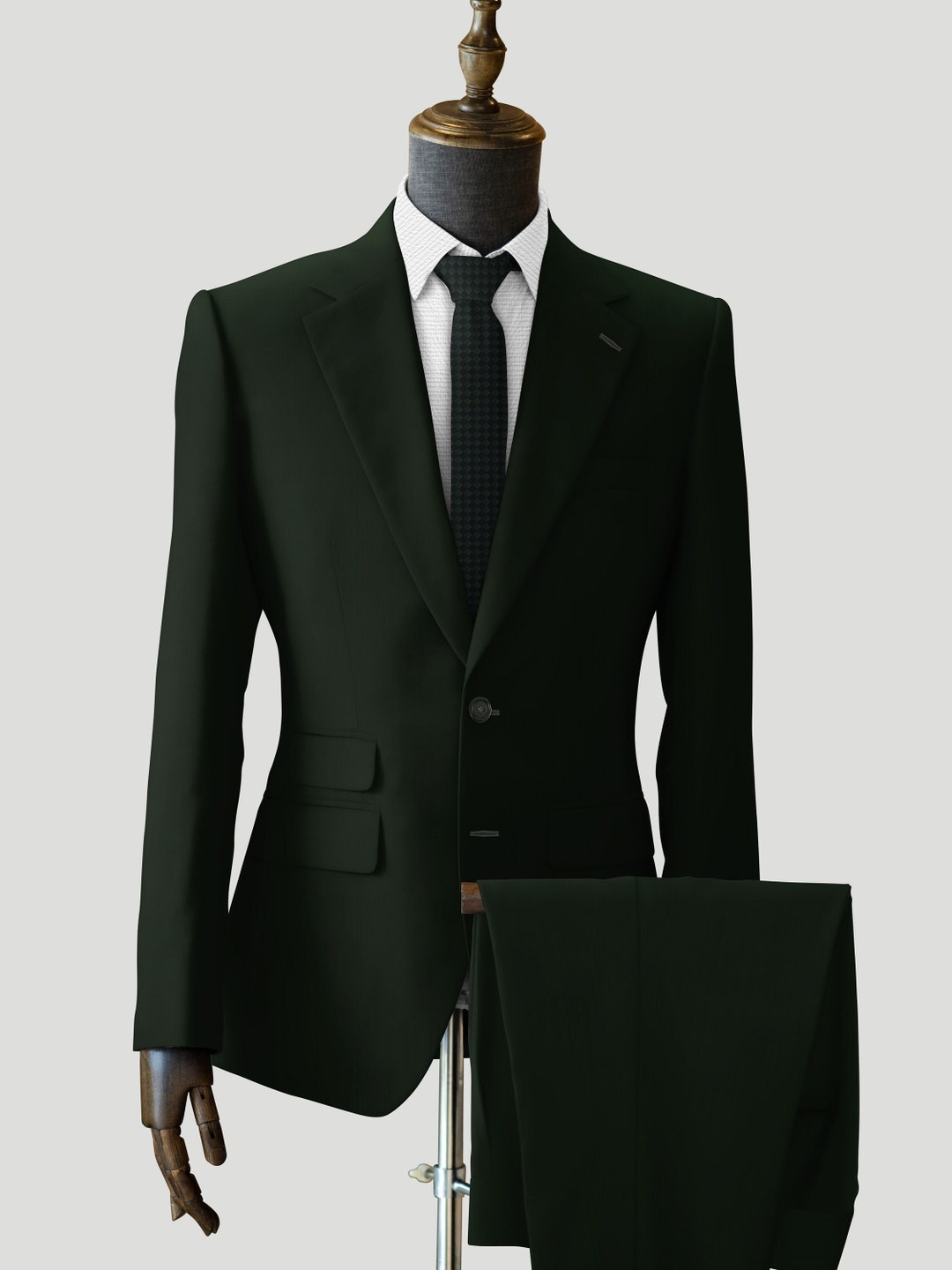 Men’s Dark Green Two-piece Suit – Modern Tailored Fit - Etsy