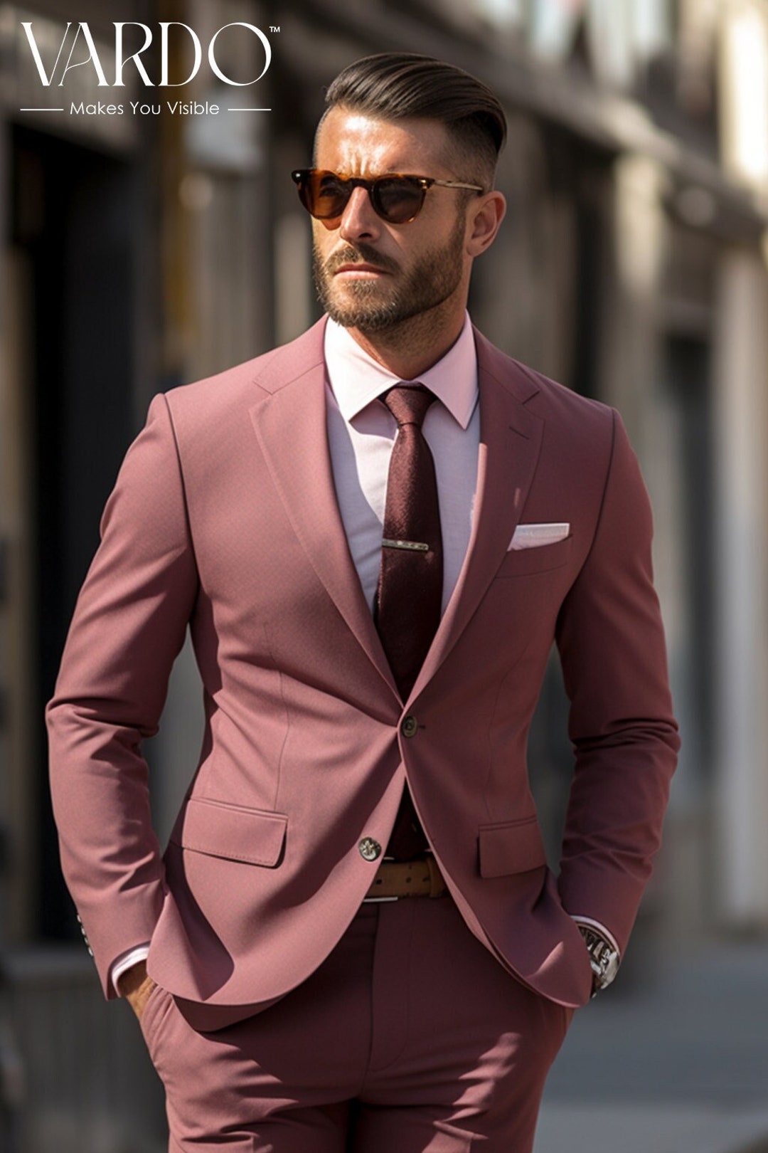 Elegant Dusty Rose Two Piece Suit for Men - Classic Wedding Attire ...