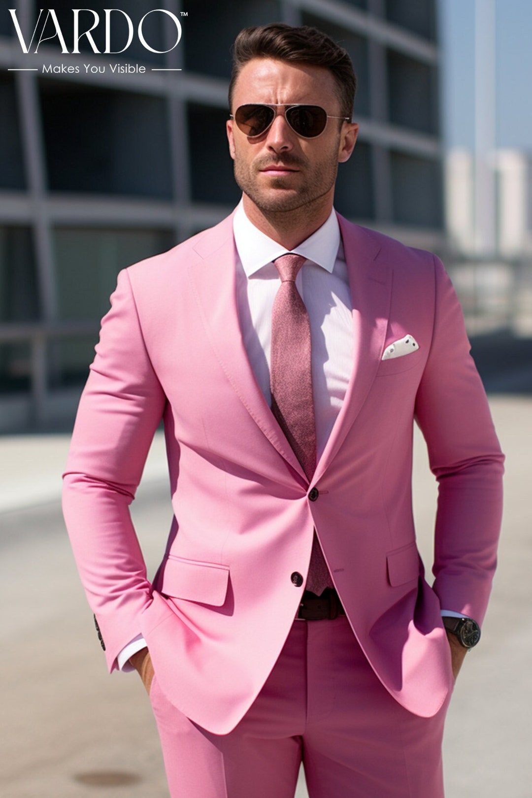 Light Pink Men’s Two-piece Suit for Weddings and Elegant Summer Events ...