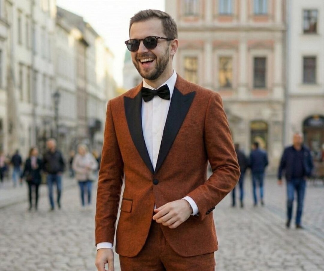 Rust Wool Blend Tuxedo | Autumn Wedding Groom Suit - Etsy