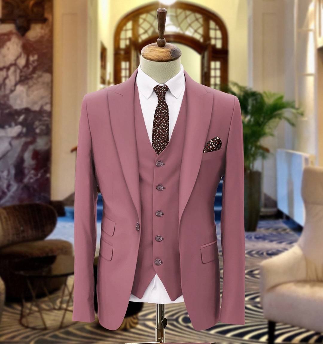 Men’s Dusty Rose 3 Piece Suit – Slim Fit Wedding and Formal Attire - Etsy