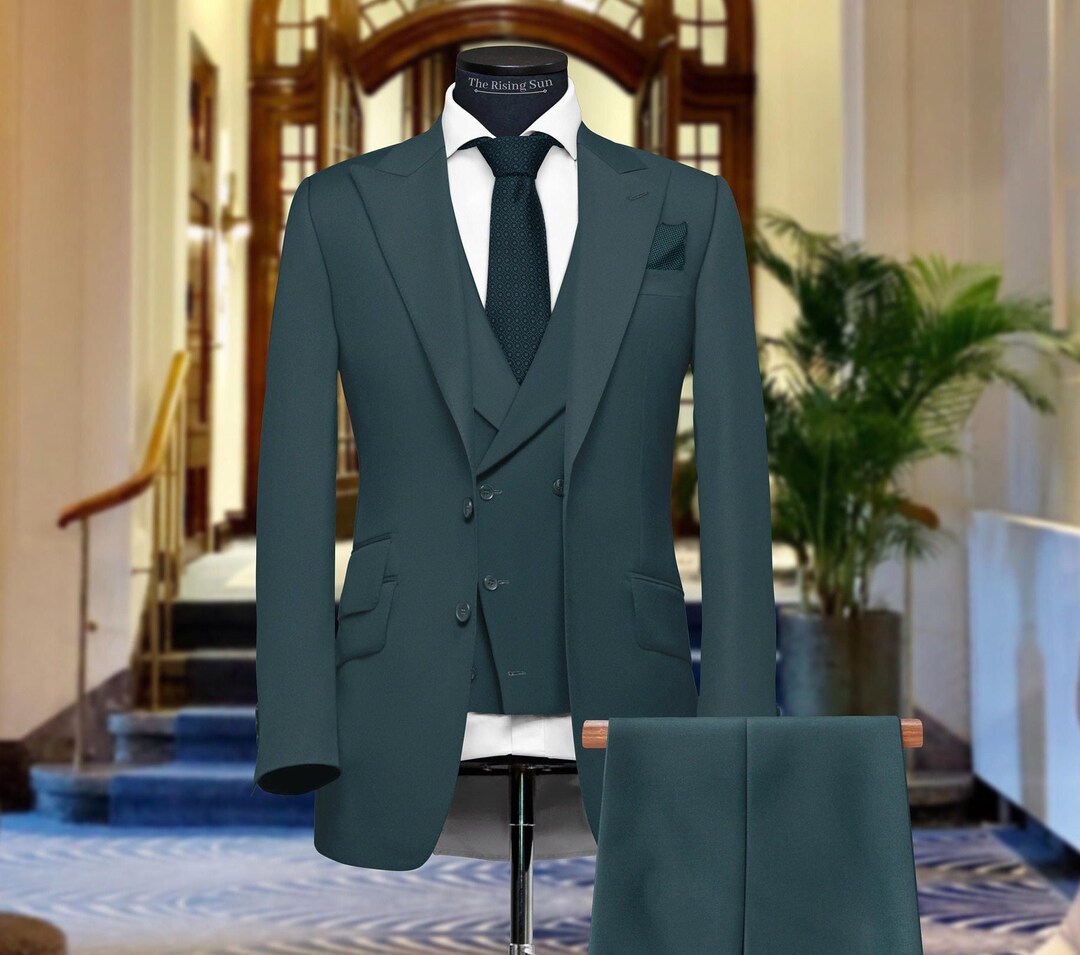 Dark Green Wedding Suit: Slim Fit 3-piece Terry Rayon - Etsy
