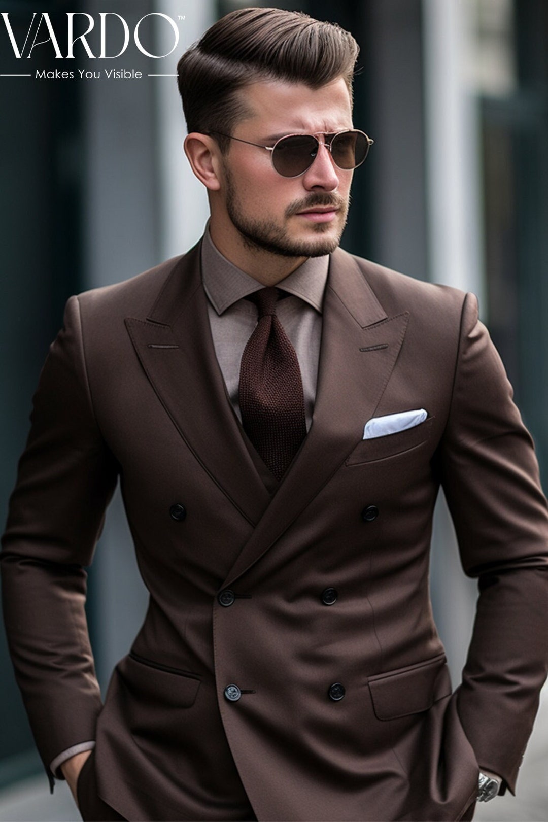 Coffee Brown Two Piece Double Breasted Suit for Men - Classic Elegance ...