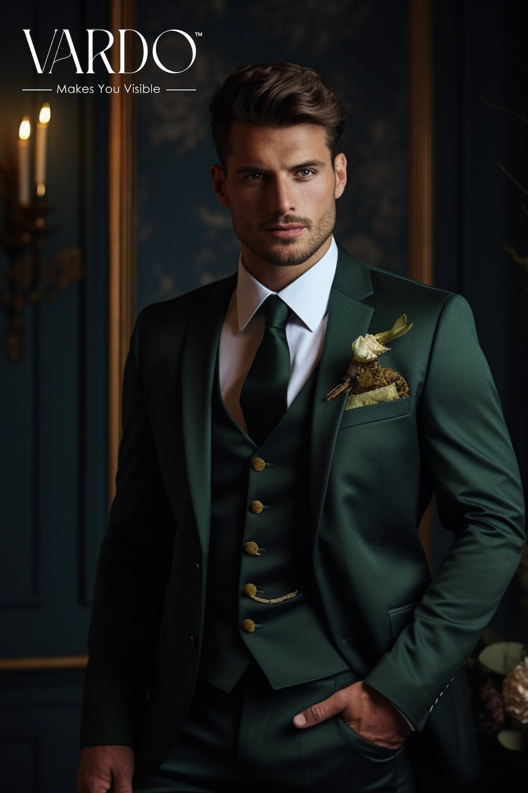 Men’s Dark Emerald Green 3-piece Suit – Elegant Groom Wedding Outfit - Etsy