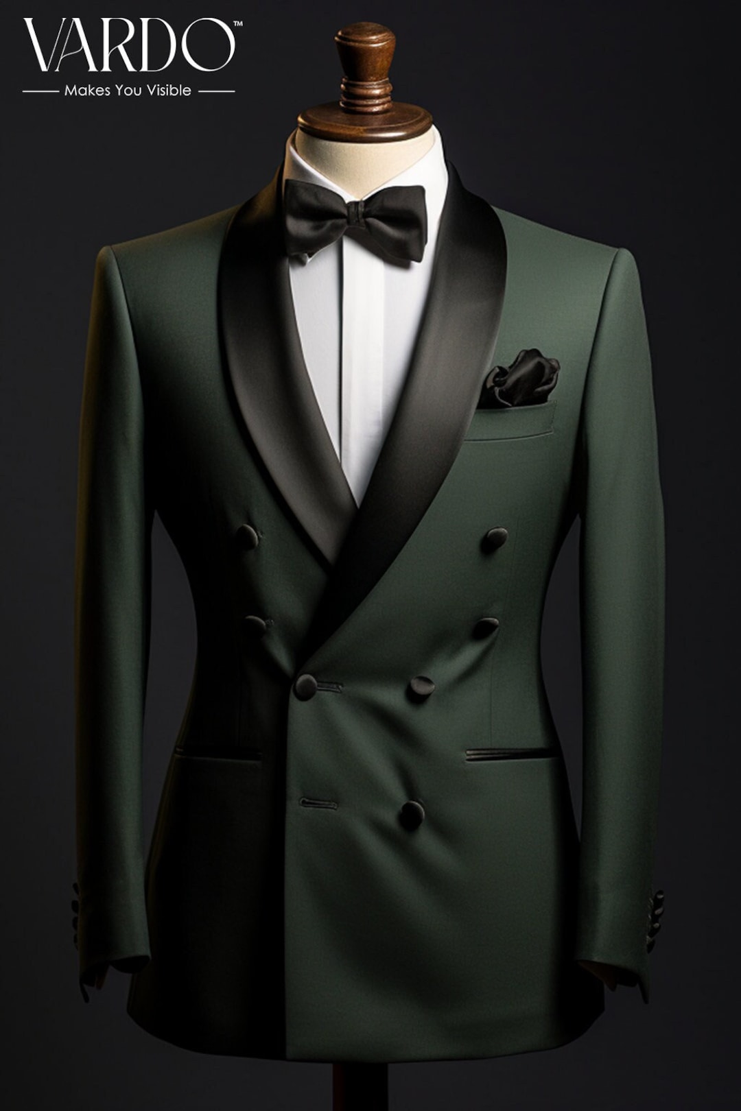 Elegant Forest Green Double Breasted Tuxedo - Men's Formal Wear ...