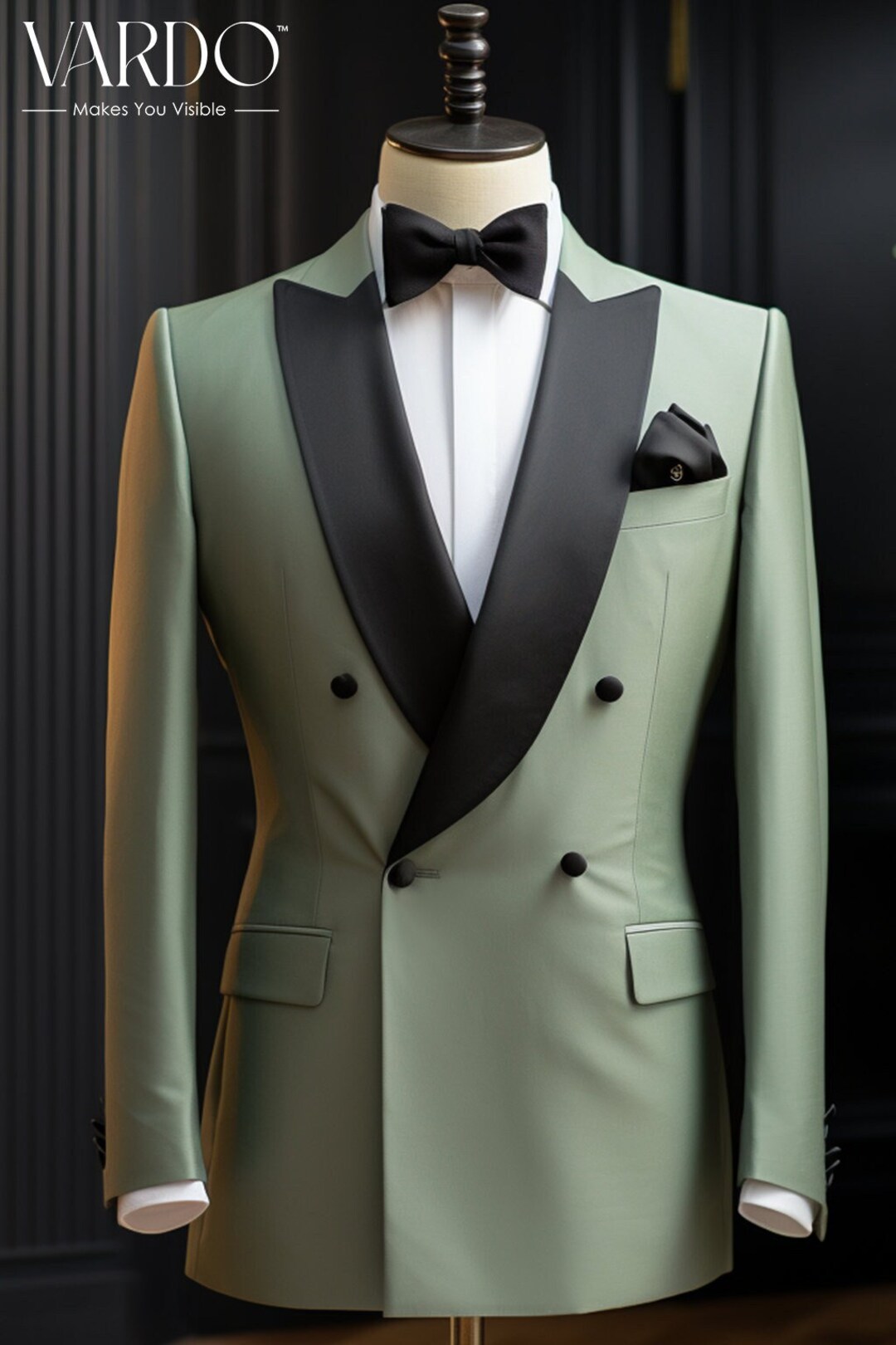 Stylish Sage Green Double Breasted Tuxedo for Men - Elegant Formalwear ...