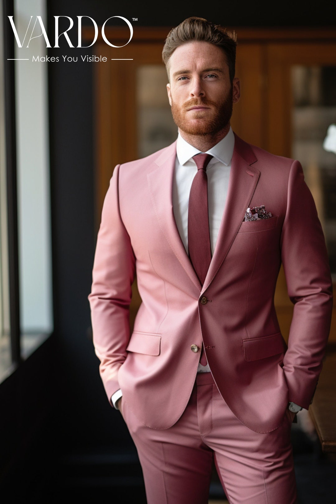 Men Suits, Suits for Dusty Rose Two Piece Wedding Suit, Formal Fashion ...