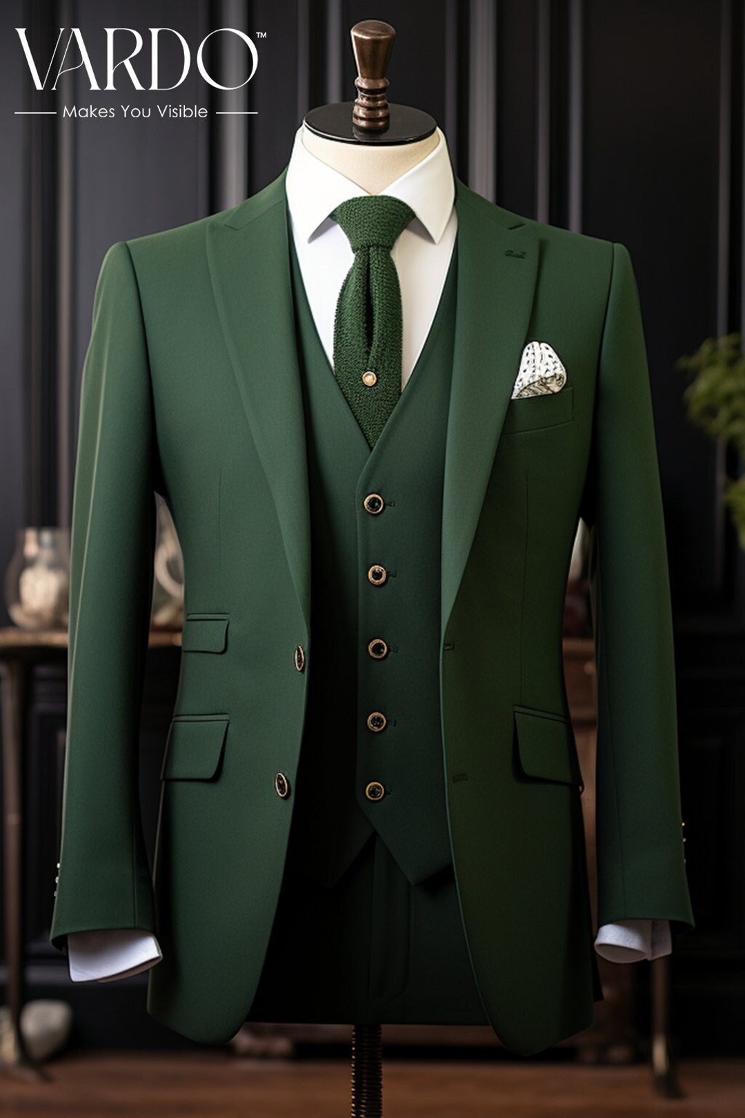 Men’s Forest Green 3 Piece Suit – Slim Fit Wedding and Formal Attire - Etsy