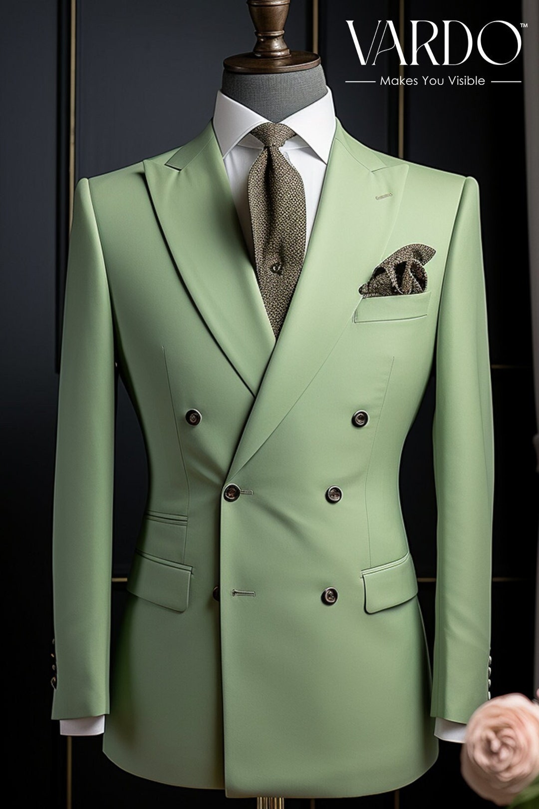 Men’s Honey Dew Green Double-breasted Suit – Modern Tailored Fit - Etsy