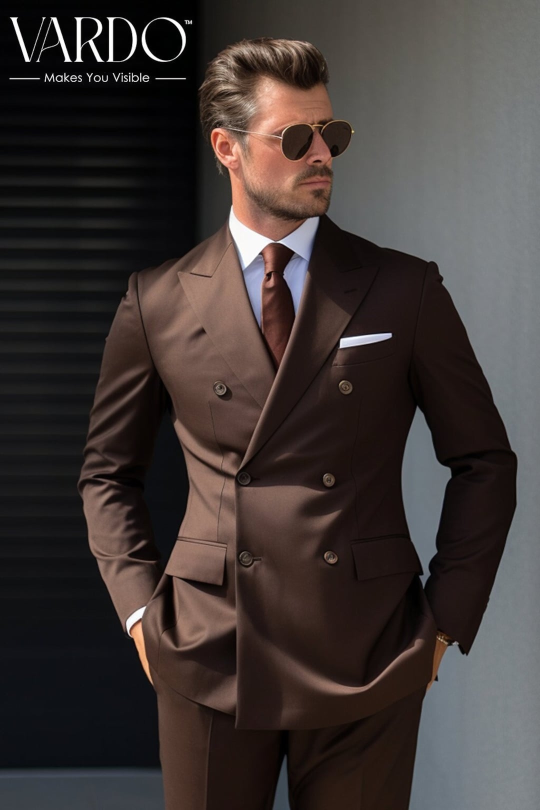 Elegant Chocolate Brown Double Breasted Suit: Men's Formal Wear - Etsy