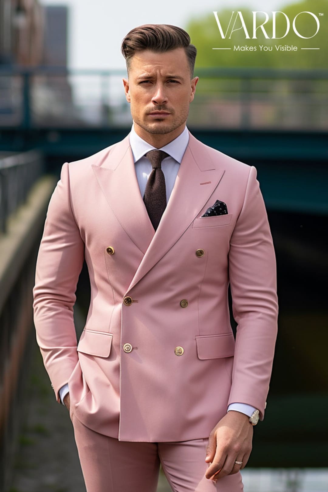 Light Pink Double Breasted Suit for Men, Elegant and Stylish Pink ...