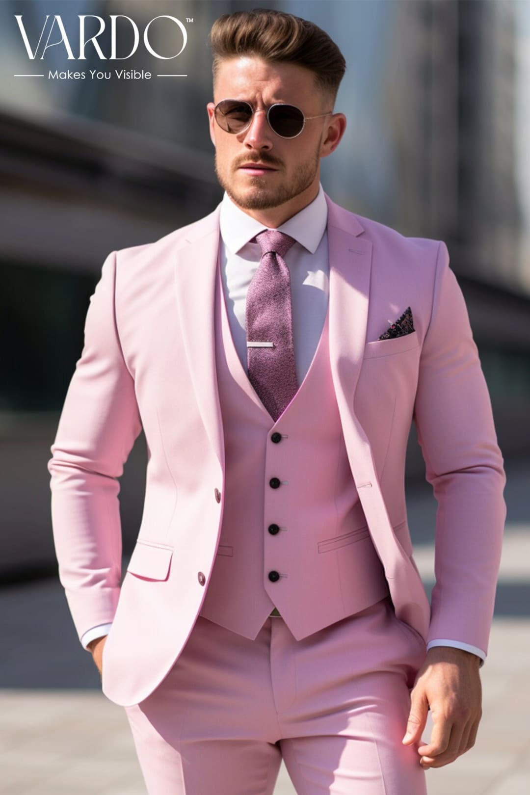 Buy Pink Three-piece Suit for Men, Elegant Pink Suit, Formal Suit for ...