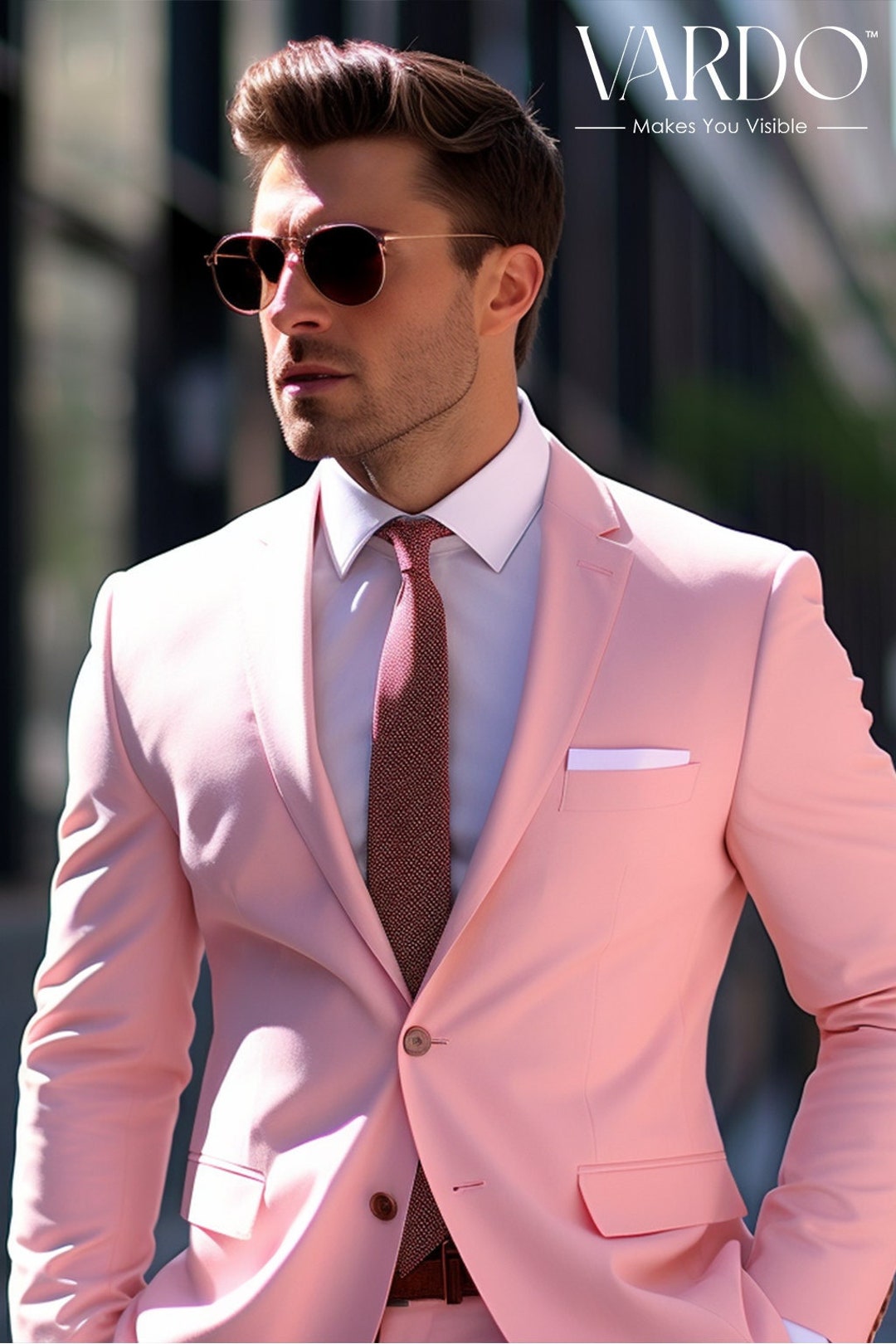 Stylish Men's Light Pink Two Piece Suit Classic Fit, Wedding, Formal ...