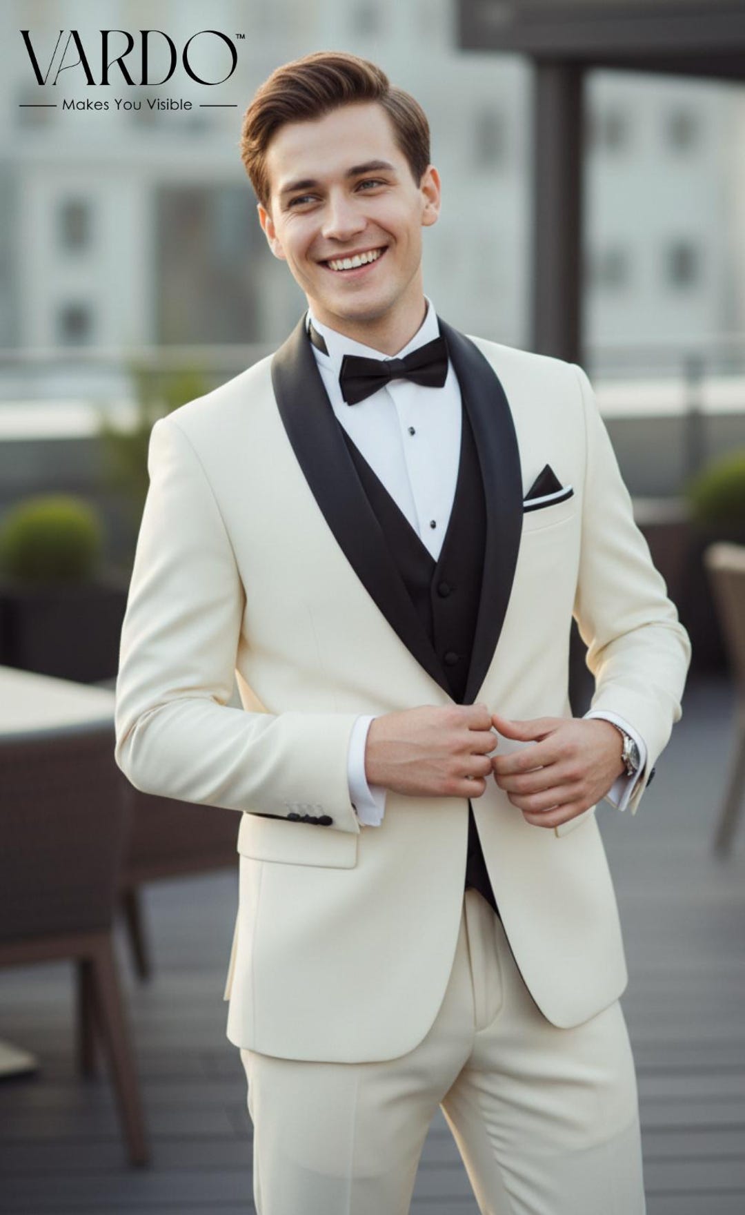 Men’s Cream Tuxedo – Terry Rayon 3-piece Suit - Etsy