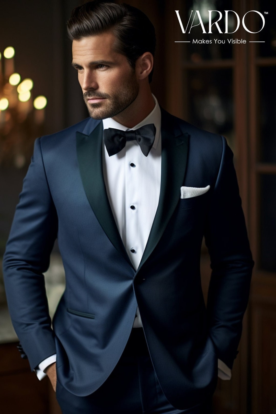 Dark Blue Two Piece Tuxedo Suit for Men - Elegant Formal Attire ...