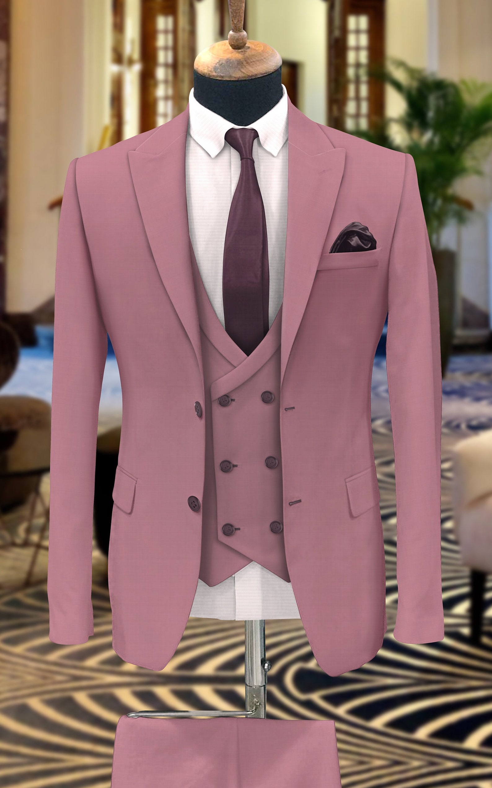 Buy Suits for Men Dusty Rose Men Suits 3 Piece Slim Fit Suits Online in ...