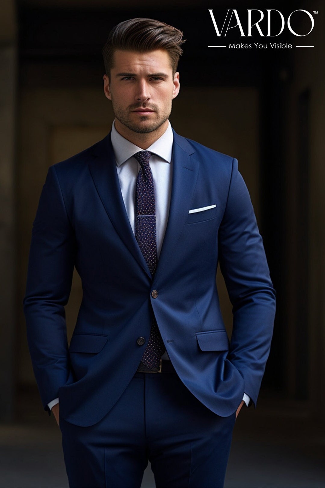 Premium Navy Blue Two Piece Suit for Men- Formal Event Attire for Every ...