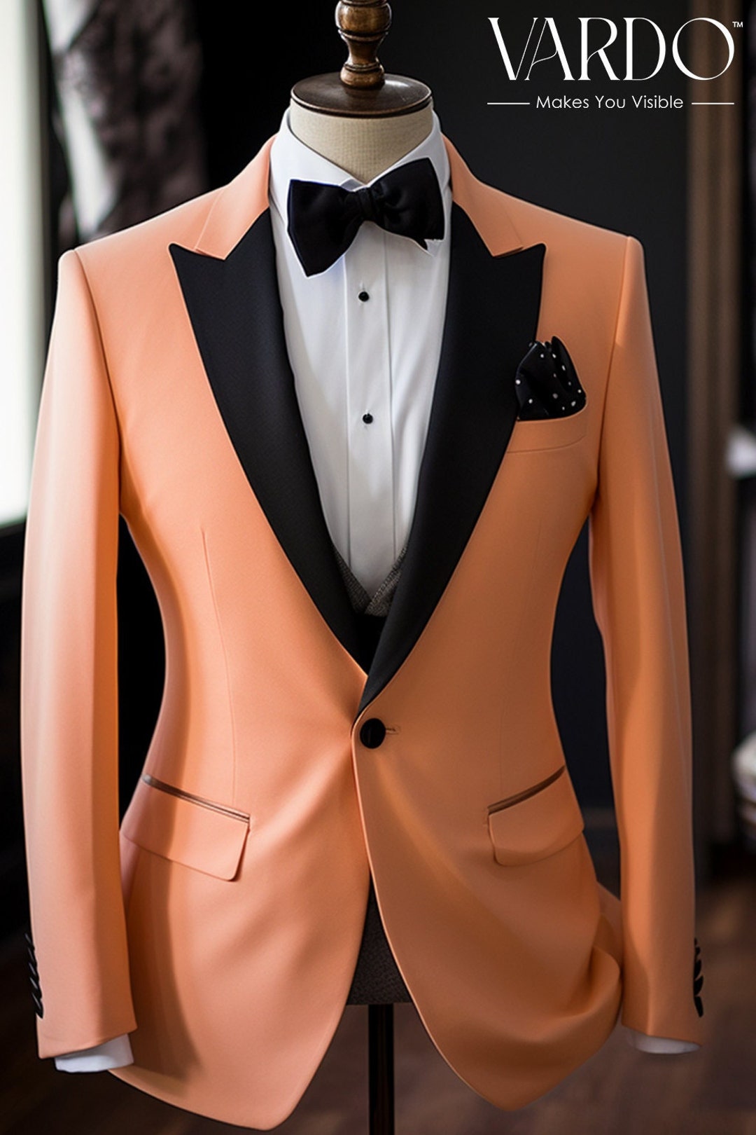 Dapper Charm: Light Orange Two-piece Tuxedo for Men-tailored Fit, the Rising Sun Store, Vardo - Etsy
