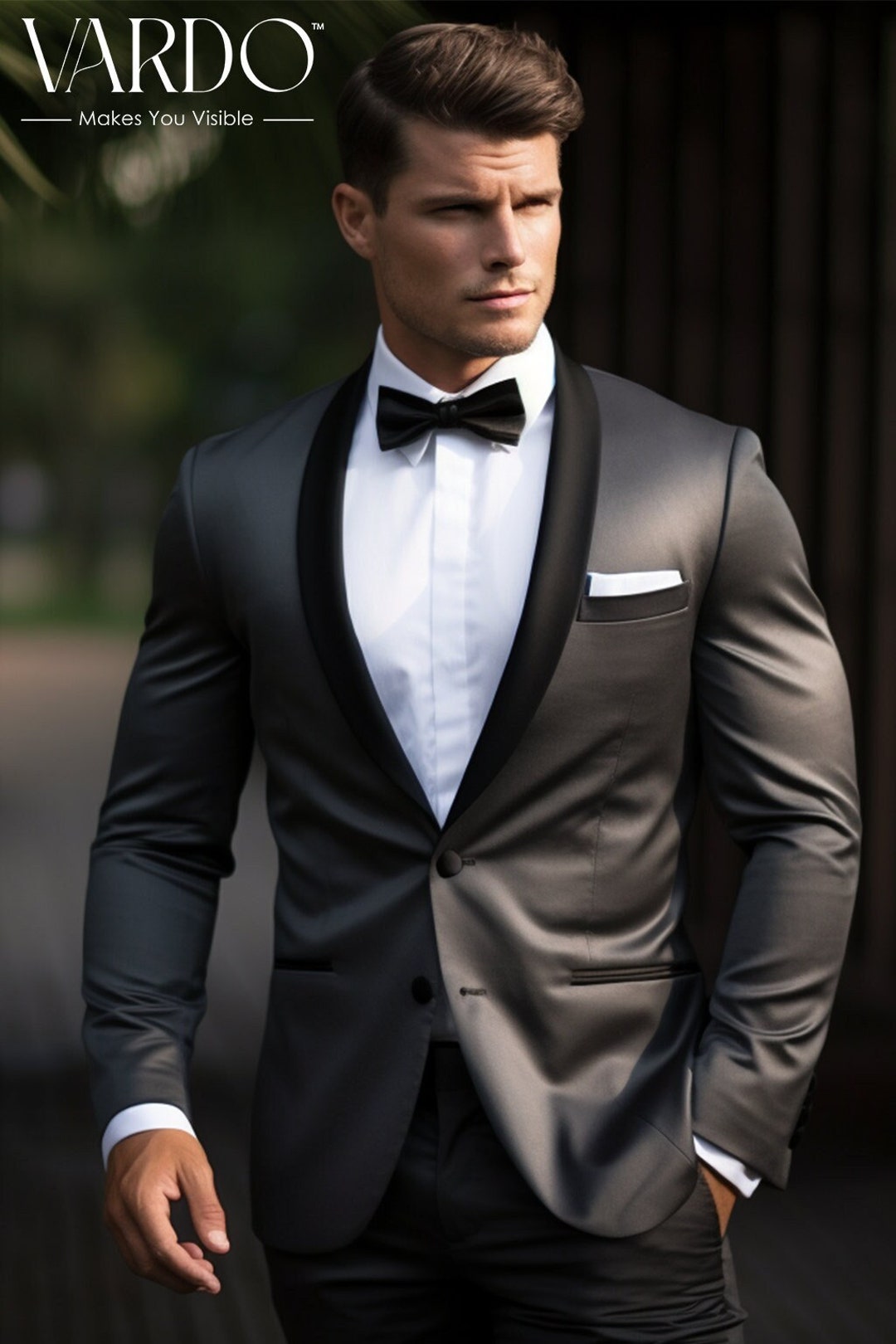Dark Grey Tuxedo 2pc Suit for Men - Elegant Formal Wear- the Rising Sun ...