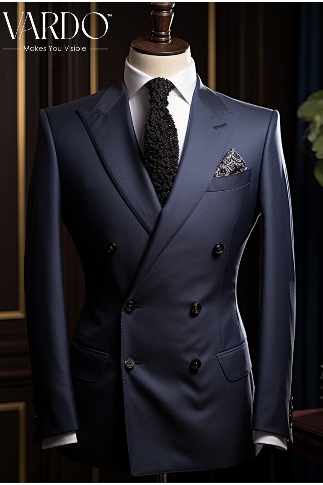 Dark Blue Double Breasted Suit-tailored Fit, the Rising Sun Store ...