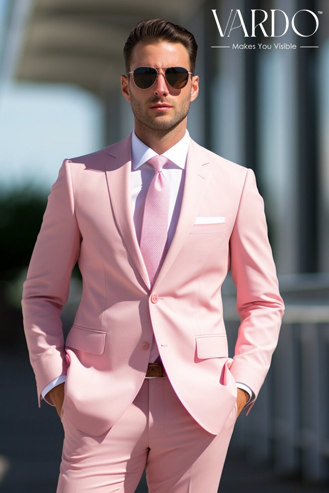 Light Pink Two-piece Suit for Men - Formal Wedding Tuxedo - Slim Fit ...