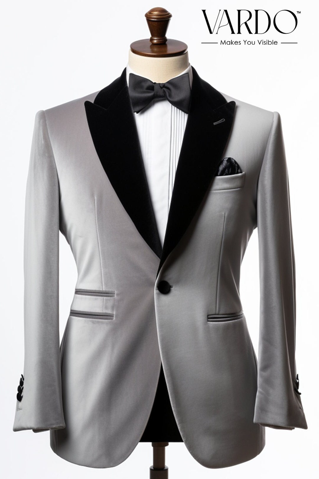 Elegant Grey Velvet Dinner Jacket for Men Classic Formal Wear, Wedding ...