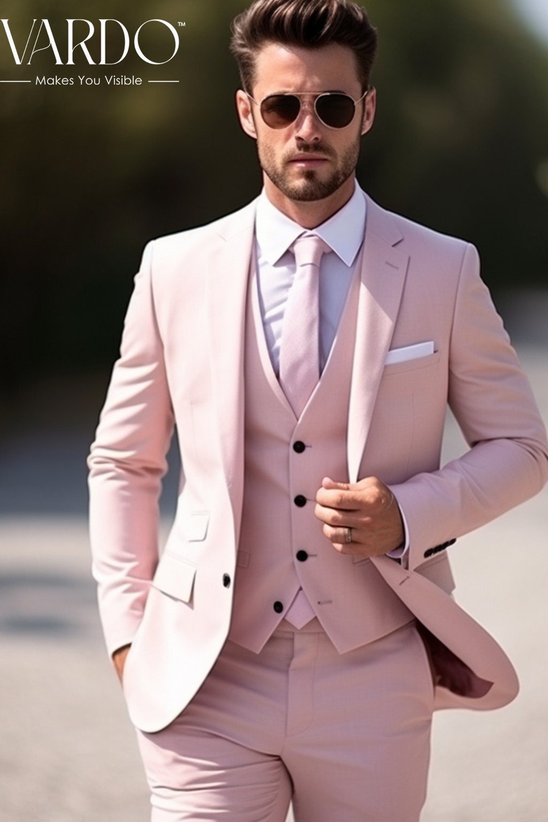 Light Pink Three Piece Suit: Stylish Tailored Wedding Suit - Etsy